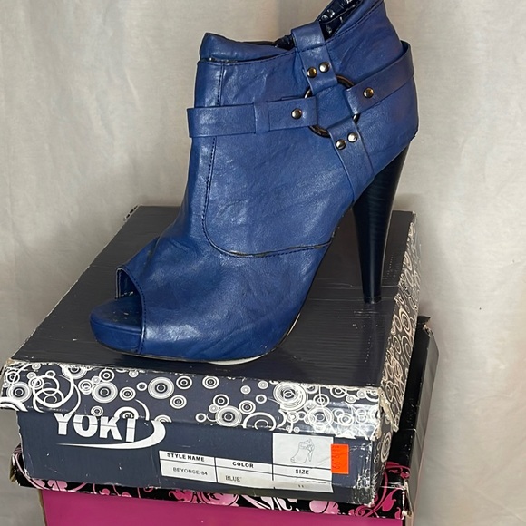 Yoki | Shoes | Blue Peeptoe Booties | Poshmark